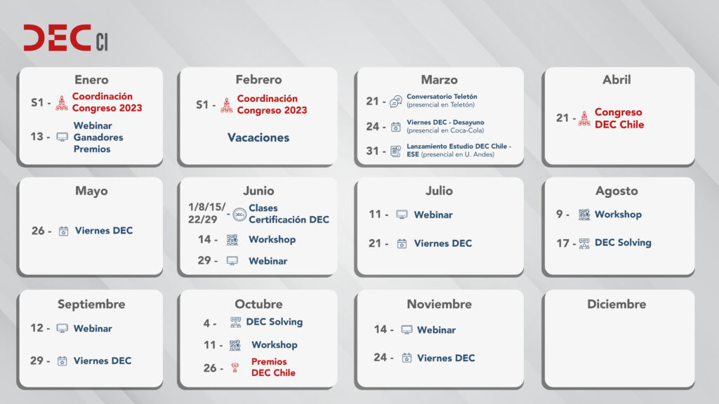 Calendario de actividades DEC - Asociación DEC Chile